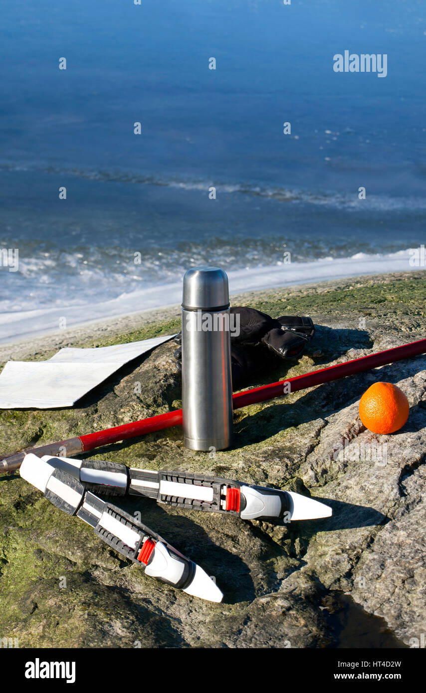 Ice skates on rock Stock Photo - Alamy