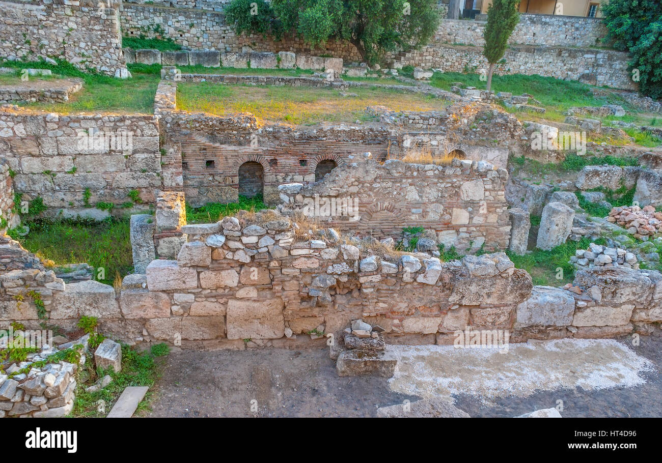 The foundations of buildings in archaeological site of Ancient Agora in ...
