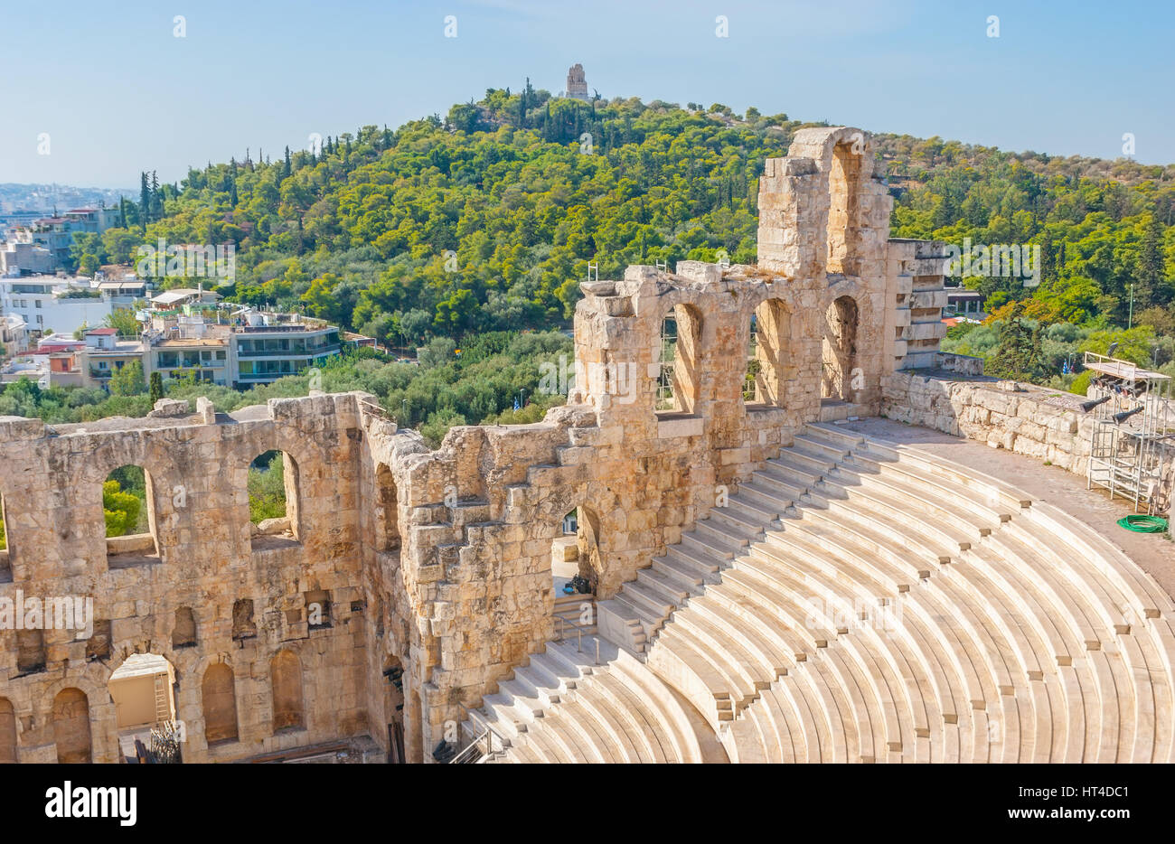The preserved part of ancient theater on the foot of Acropolis mount ...