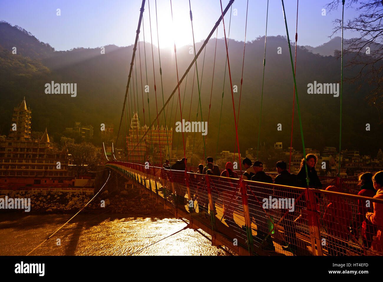 Laxman Jhula bridge over Ganges river Stock Photo - Alamy