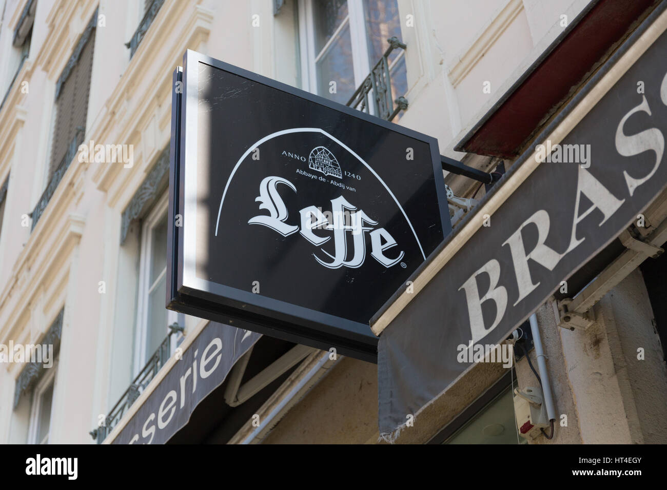 Leffe beer sign Stock Photo - Alamy