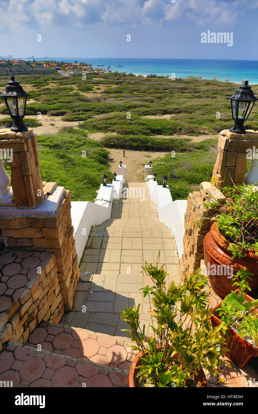 Scenic pathway at the El Faro Blanco Aruba Stock Photo - Alamy