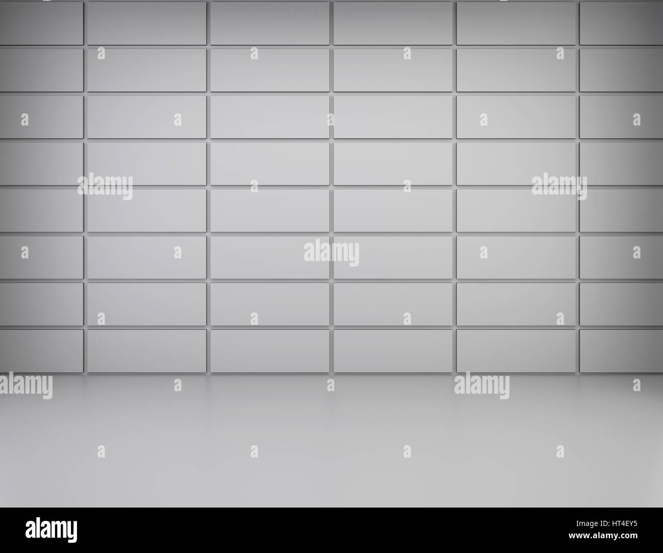 Empty room wall tiles with reflections on the floor. 3d rendering Stock ...