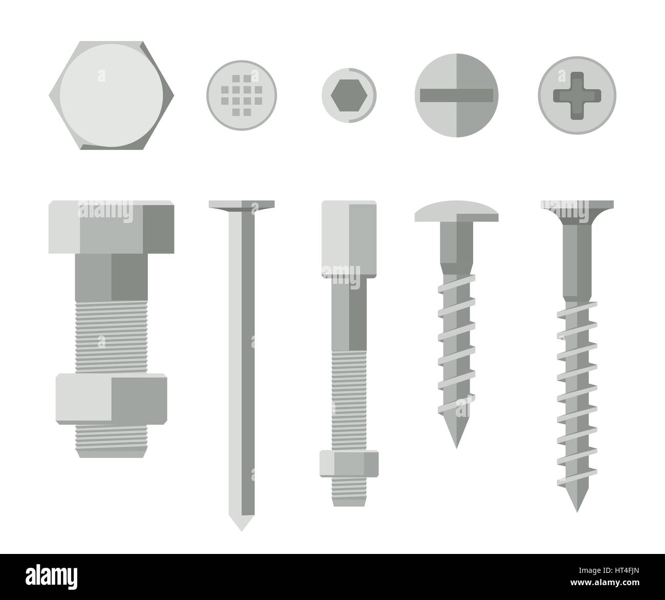 Vector set metal bolts Stock Vector Images - Alamy
