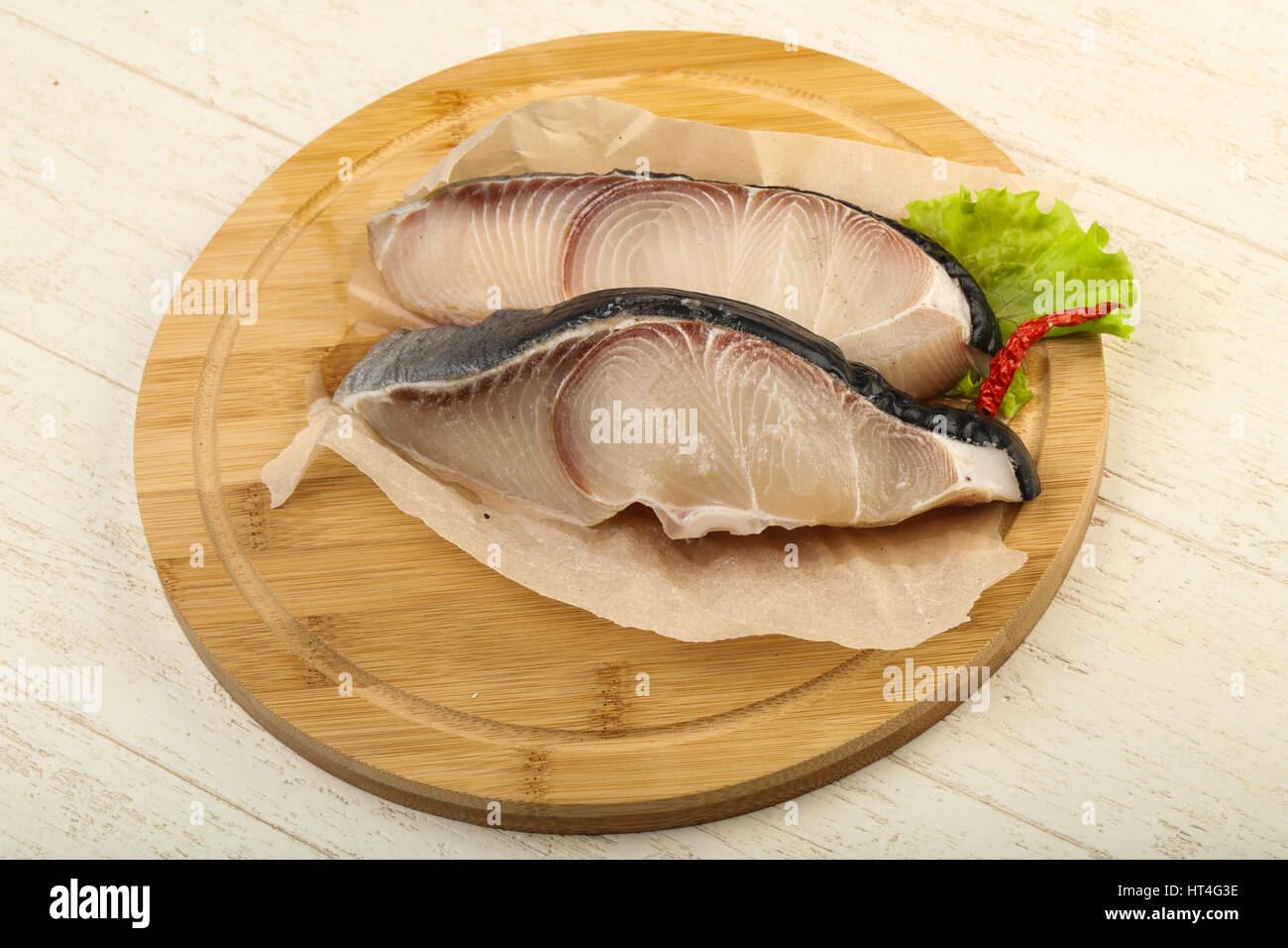 Raw juicy shark steak ready for grill Stock Photo - Alamy