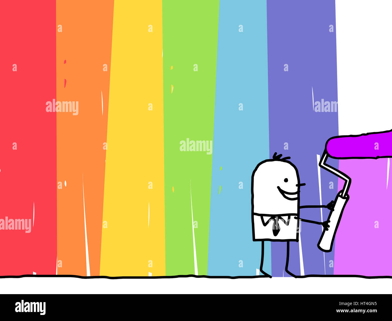 Cartoon characters - rainbow painting Stock Photo - Alamy