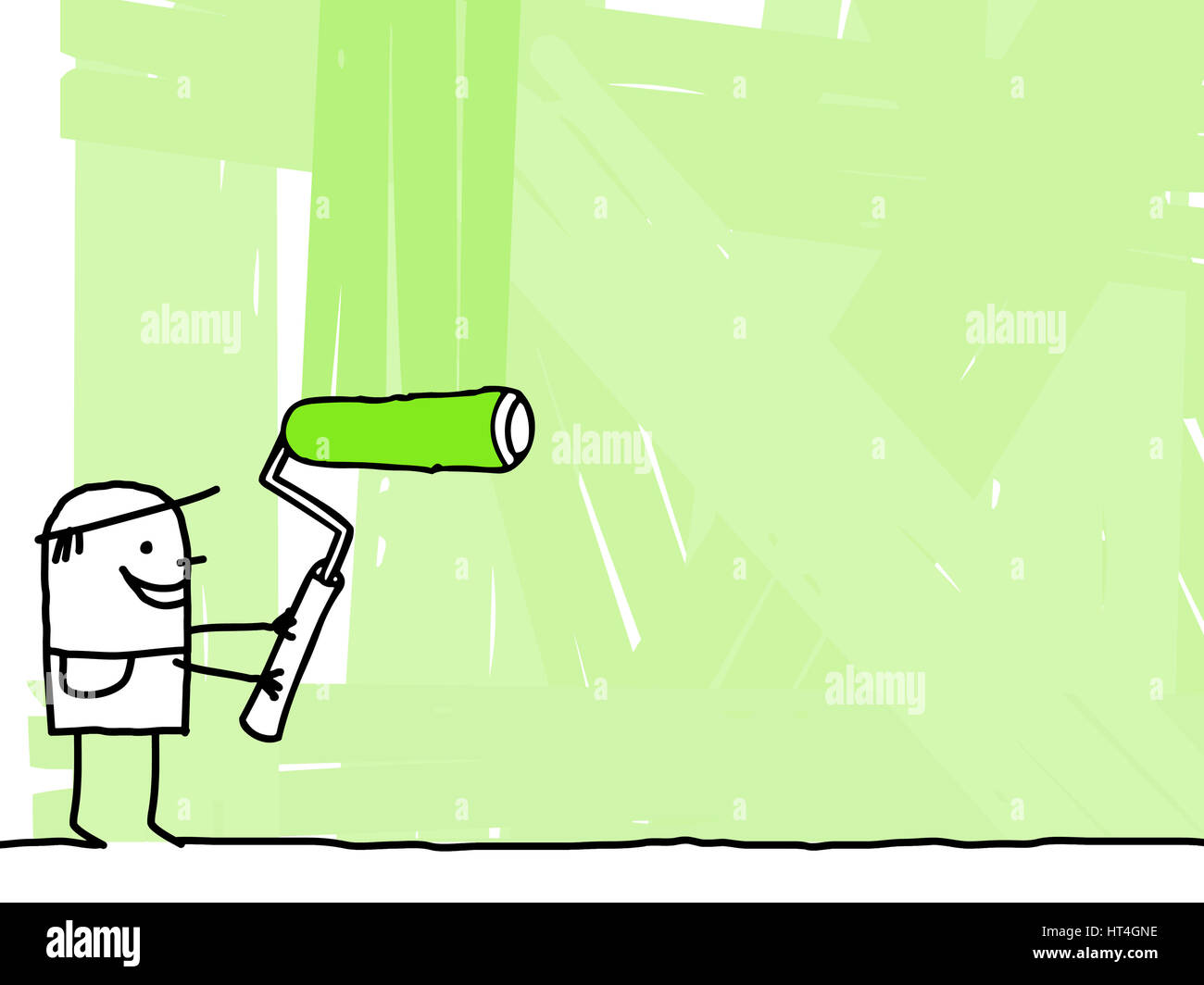 Cartoon characters - green painting Stock Photo - Alamy