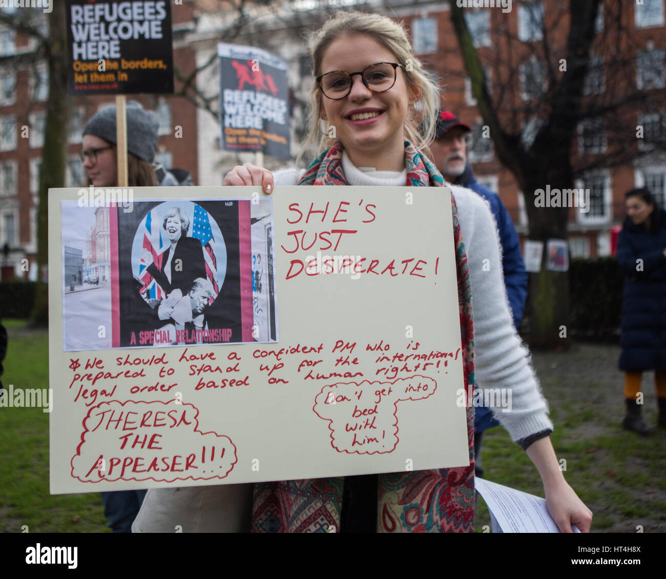 Protest against Donald Trump's Muslim ban, US Embassy, London, UK ...