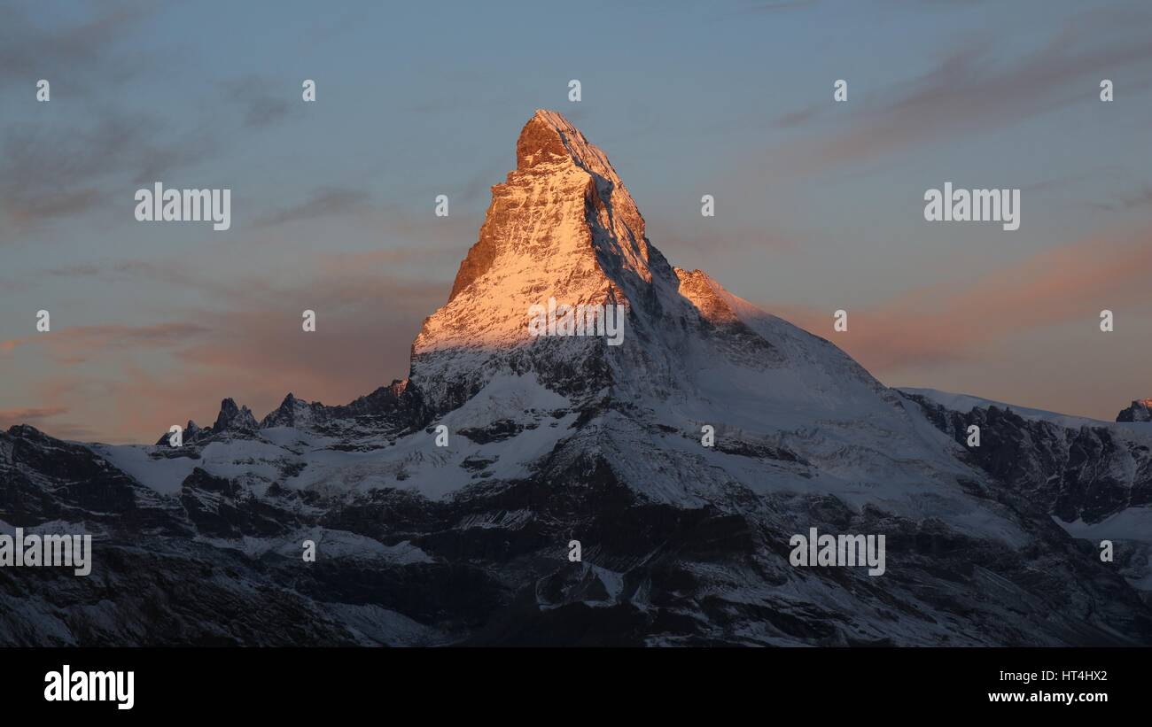 Matterhorn at sunrise. View from Fluhalp, Zermatt Stock Photo - Alamy