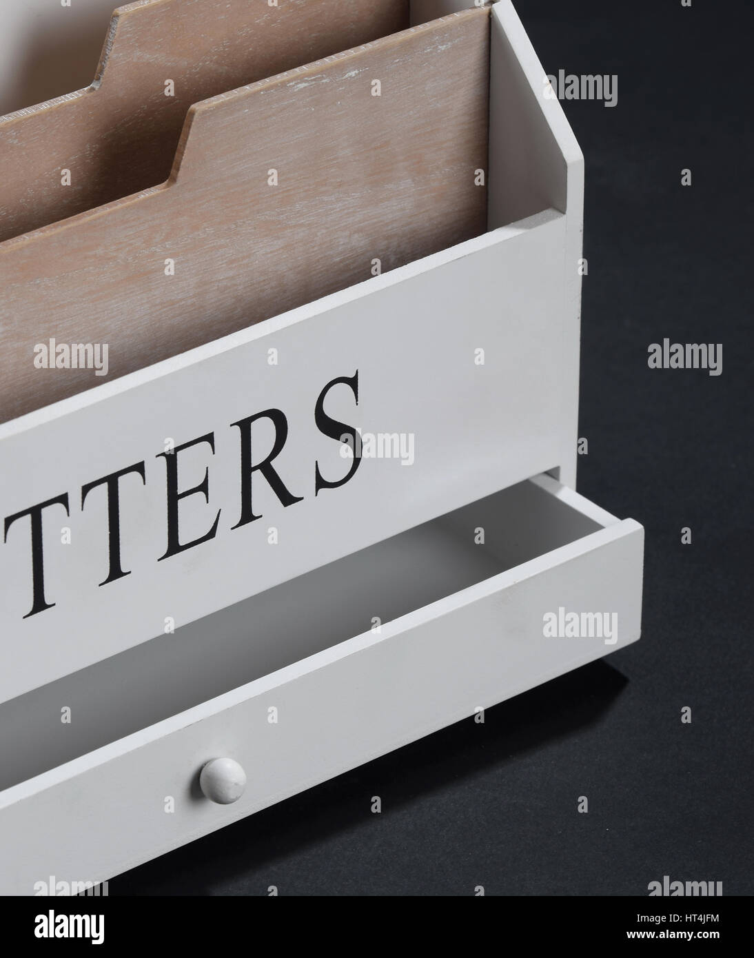 White wooden holder for letters Stock Photo - Alamy