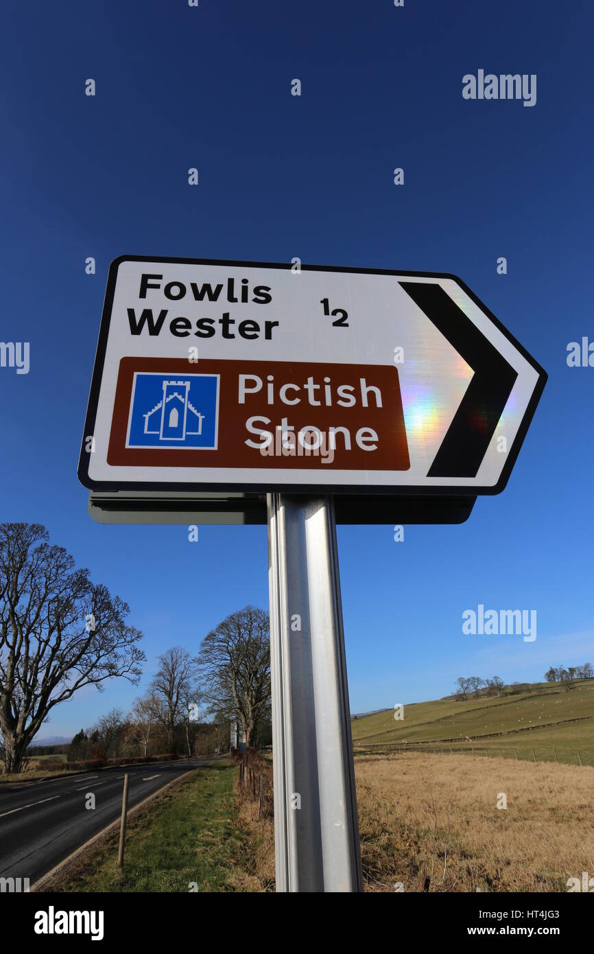 Sign for Fowlis Wester Perthshire Scotland March 2017 Stock Photo - Alamy