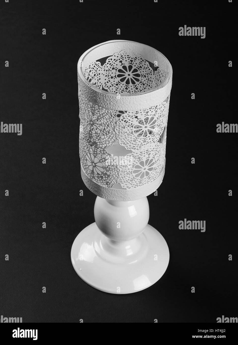 White vintage table candlestick, top view Stock Photo - Alamy