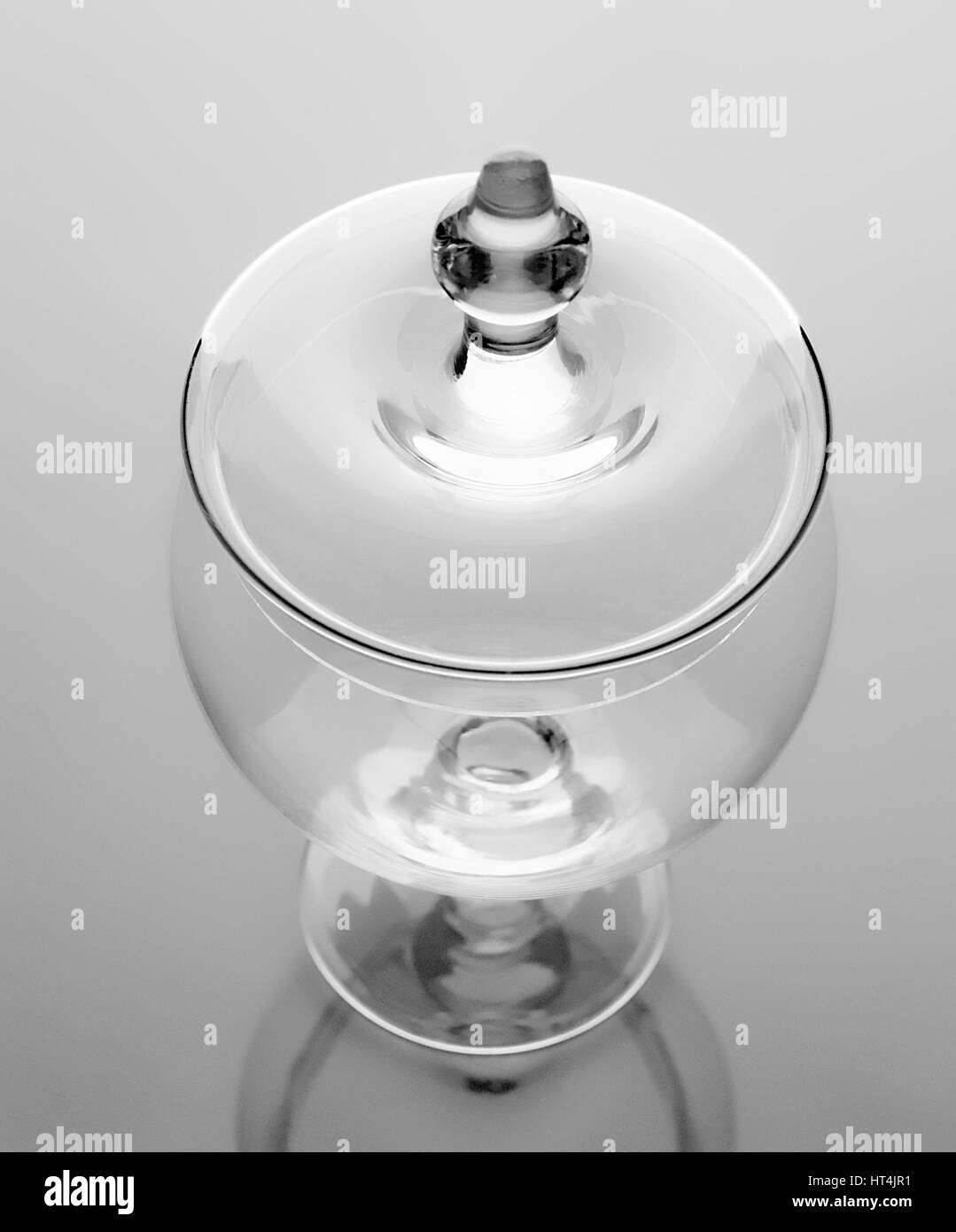 Empty glass bowl with lid, top view Stock Photo - Alamy
