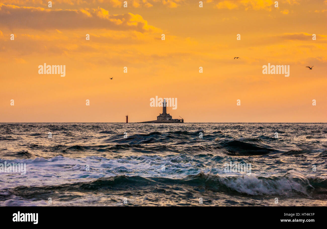 Lighthouse Porer In Istria Stock Photo - Alamy