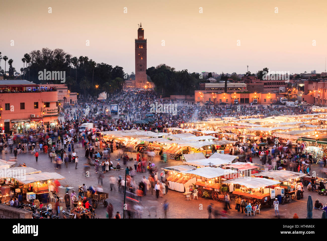 Evening view of Jemaa el-Fna square, Marrakech, Morocco Stock Photo - Alamy