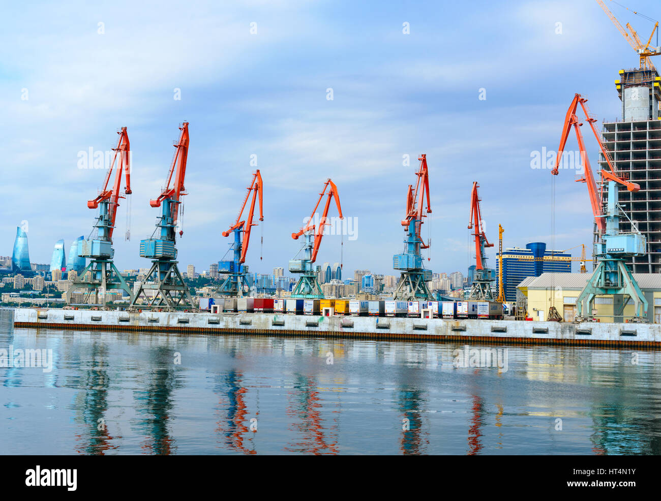 Baku, Azerbaijan - September 12, 2016: Cranes at Port in Main Cargo ...
