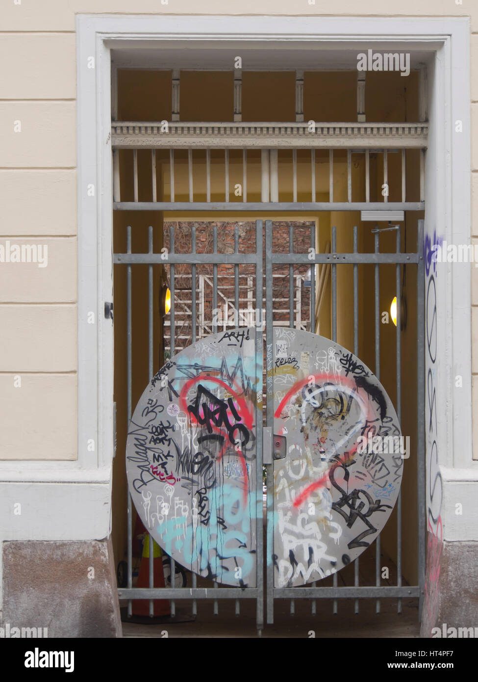 Secure entrance to an apartment block in Grunerlokka Oslo Norway ...