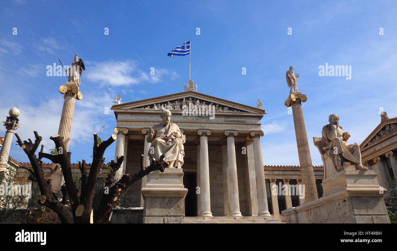 Athens Trilogy Athens Academy Stock Photo - Alamy