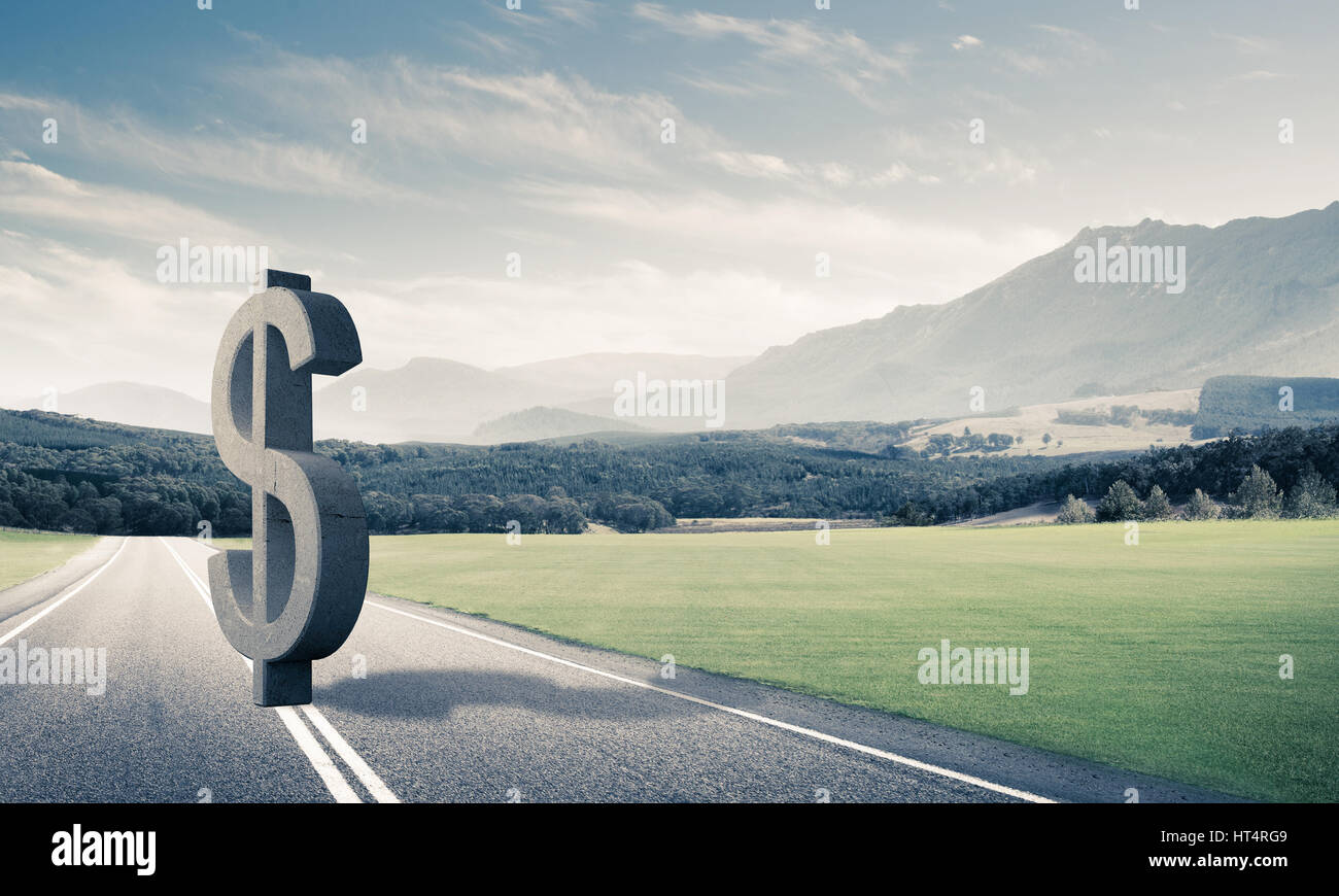 Stone dollar symbol on natural landscape as currency sign Stock Photo ...