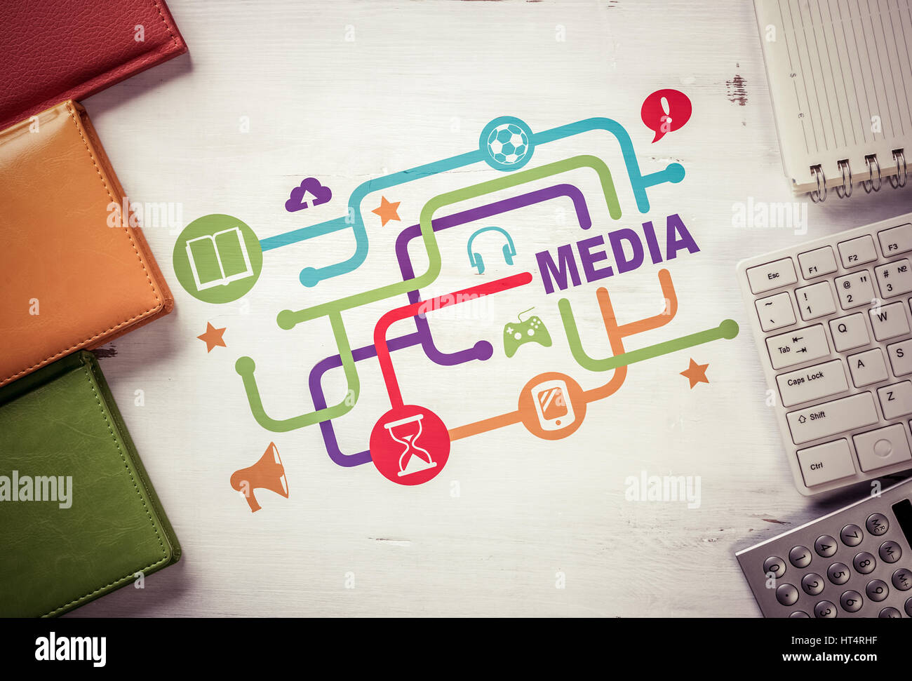 Business workplace with devices and stationary stuff presenting still ...