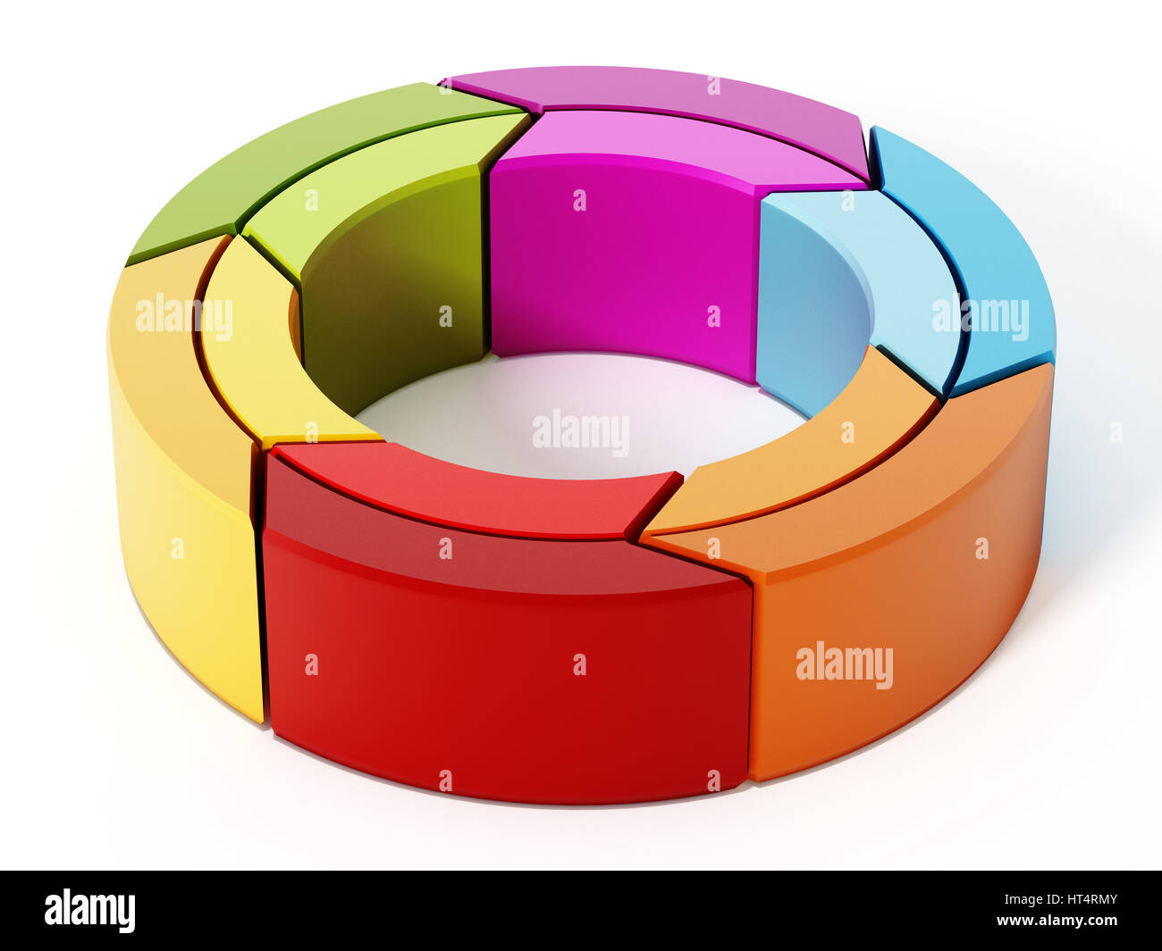 Rotating multi colored arrows forming a circle. 3D illustration Stock ...