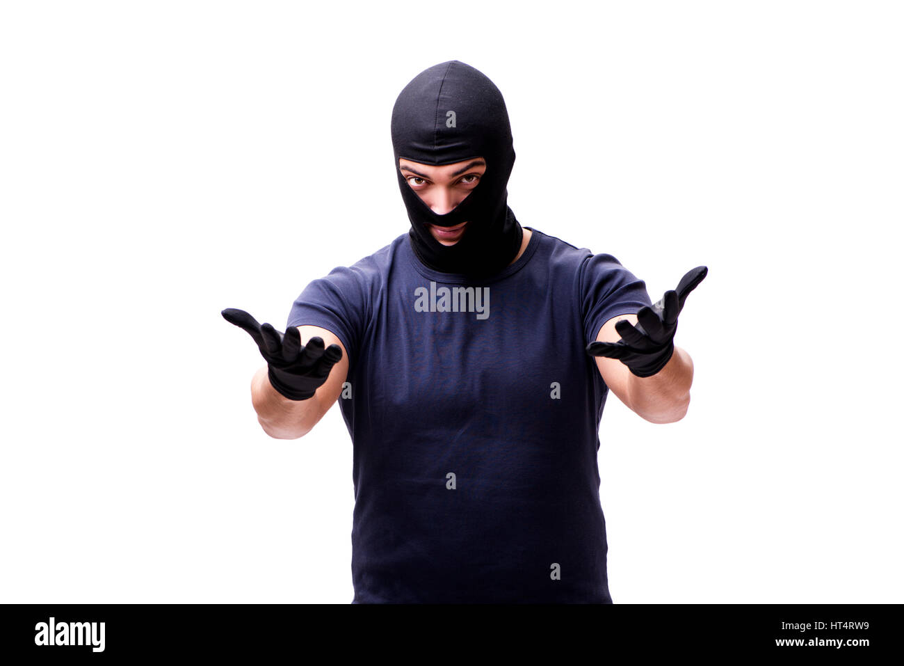 Robber wearing balaclava isolated on white Stock Photo - Alamy