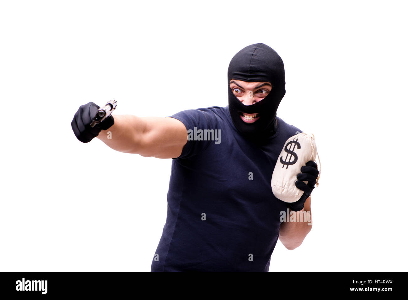 Robber wearing balaclava isolated on white Stock Photo - Alamy