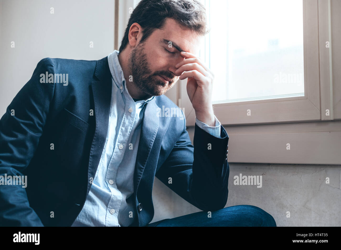 Portrait of one businessman manager worried and stressed Stock Photo ...