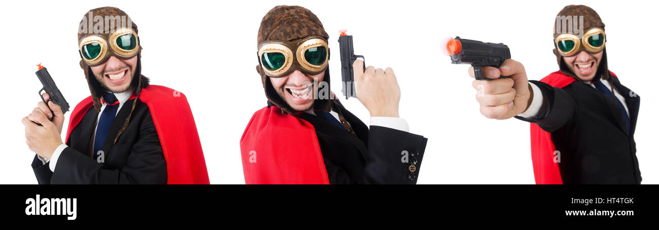 Man wearing red clothing in funny concept Stock Photo - Alamy