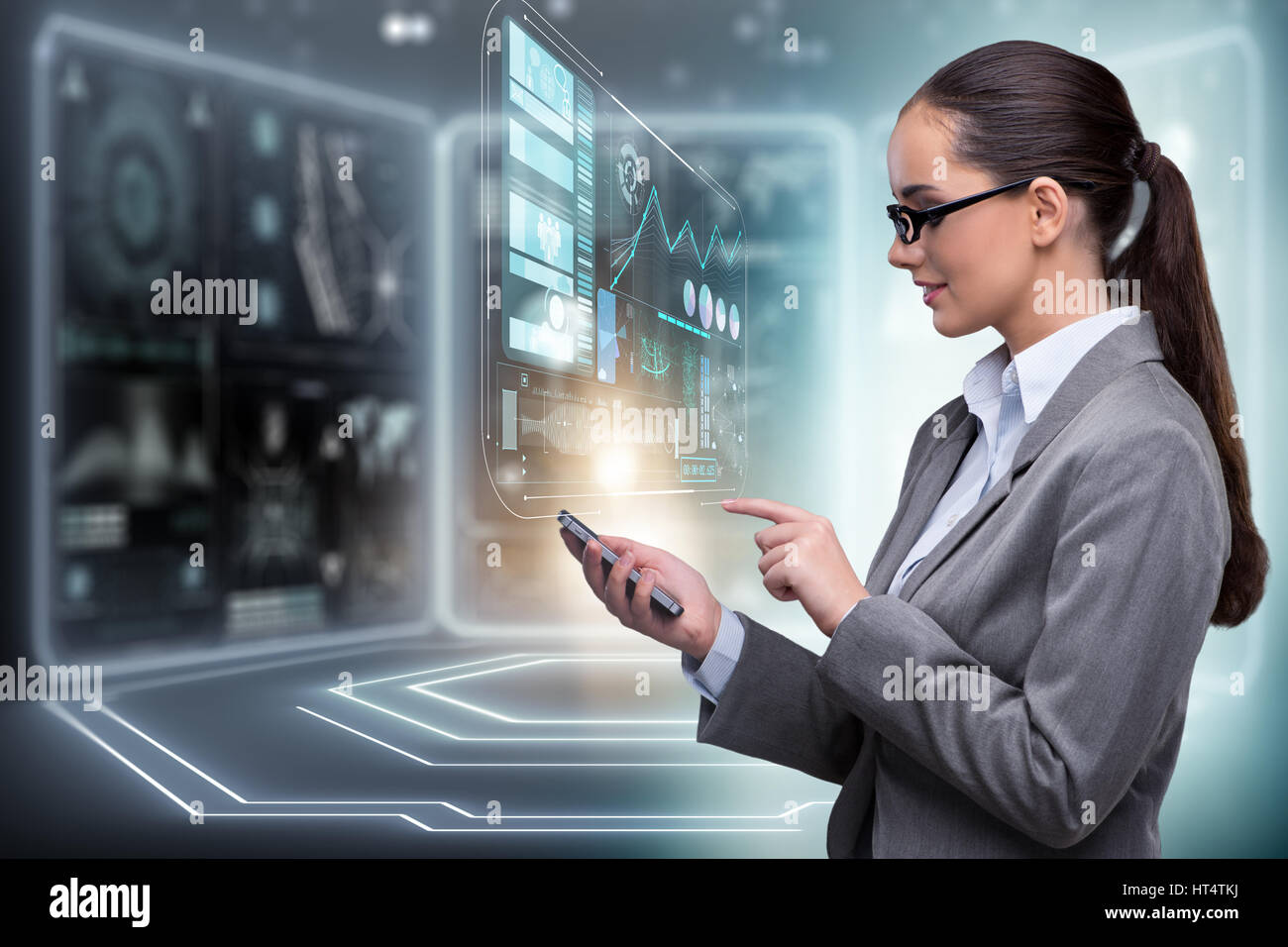 Woman in internet banking concept Stock Photo - Alamy