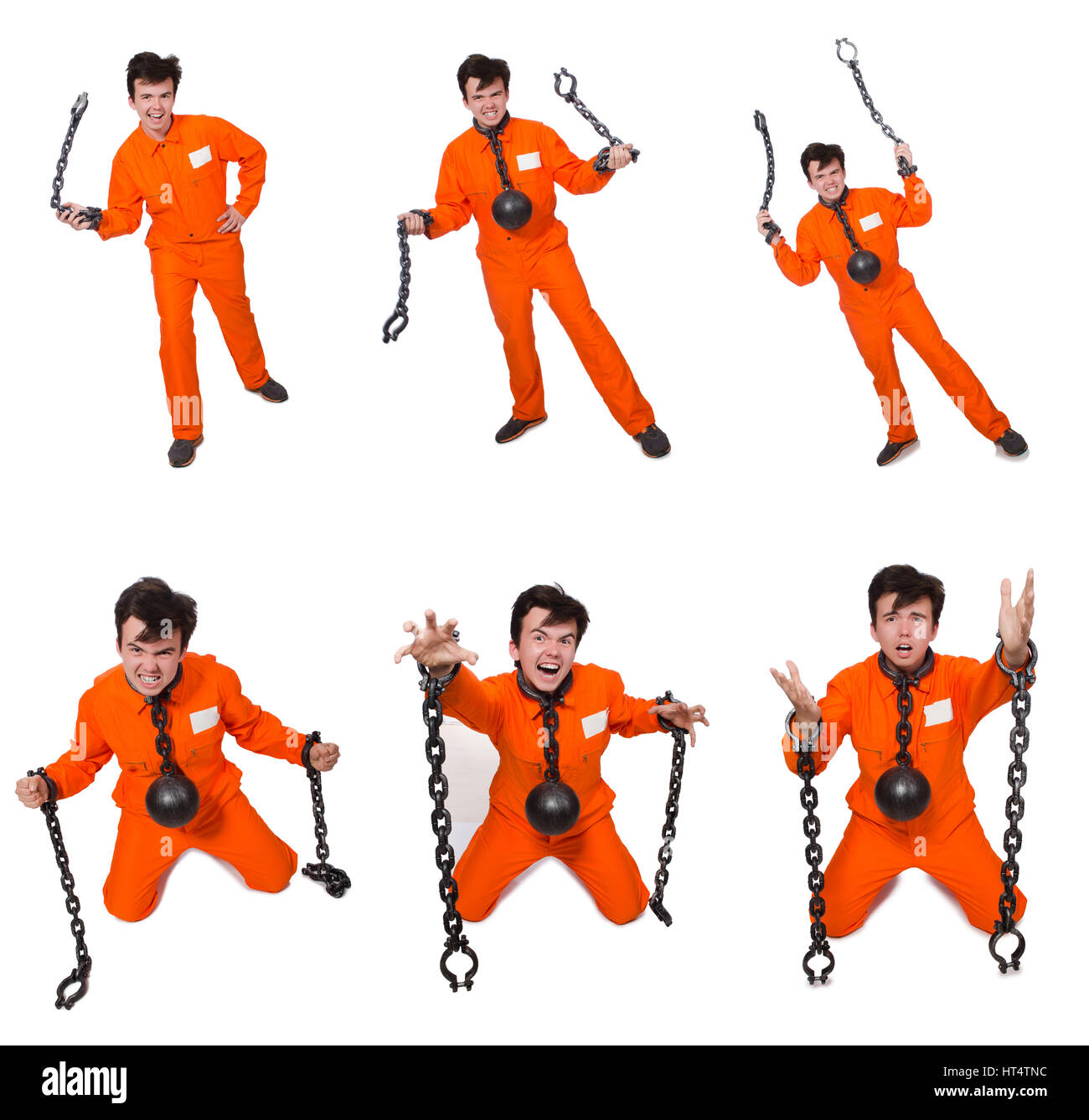 Young inmate with chains isolated on the white Stock Photo - Alamy