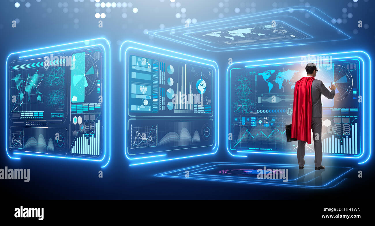 Superhero in data management concept Stock Photo - Alamy