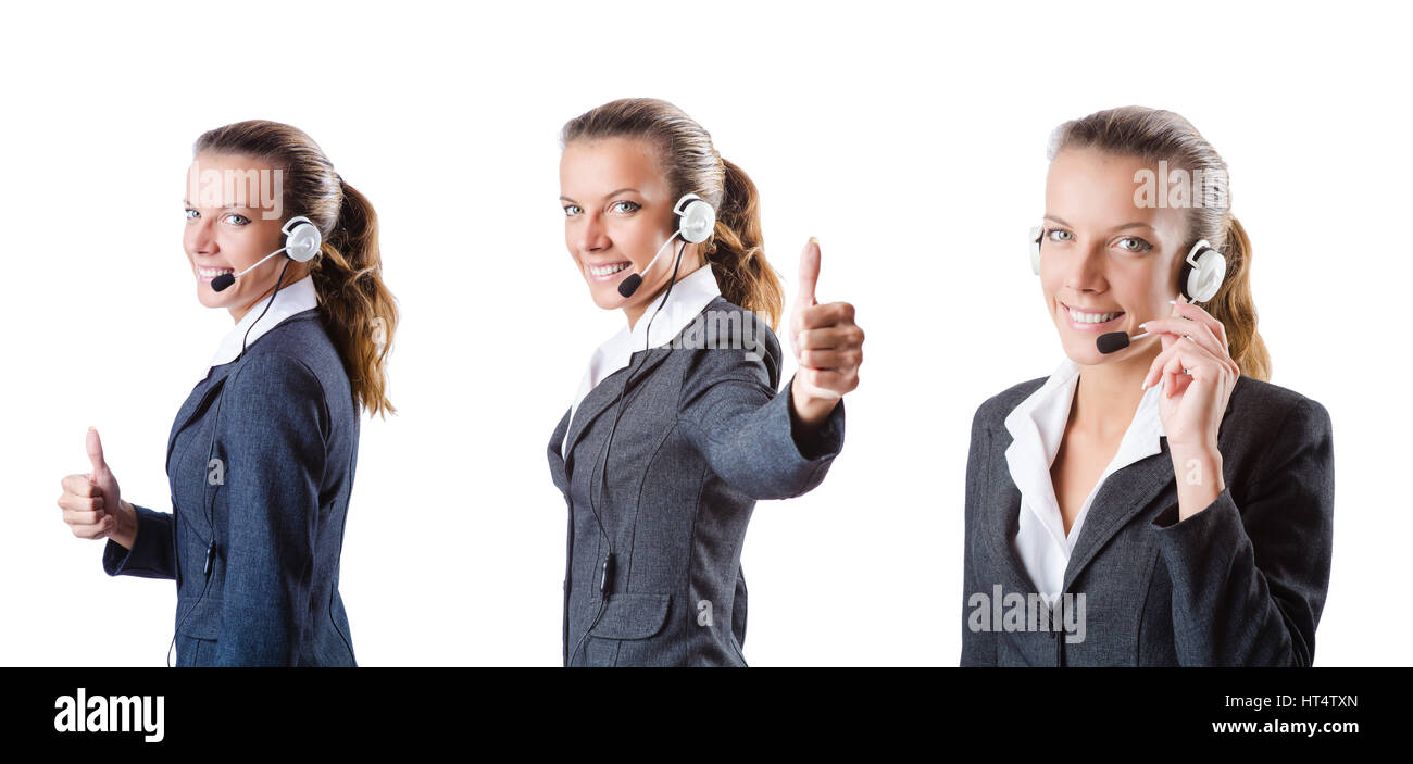 Call center assistant responding to calls Stock Photo - Alamy