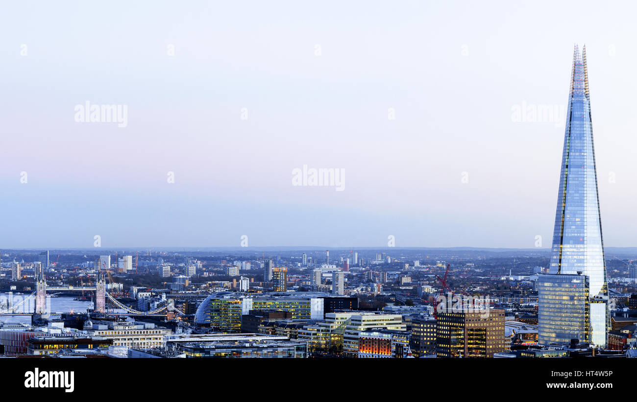 Looking towards South East London from high up, with view of the Shard ...