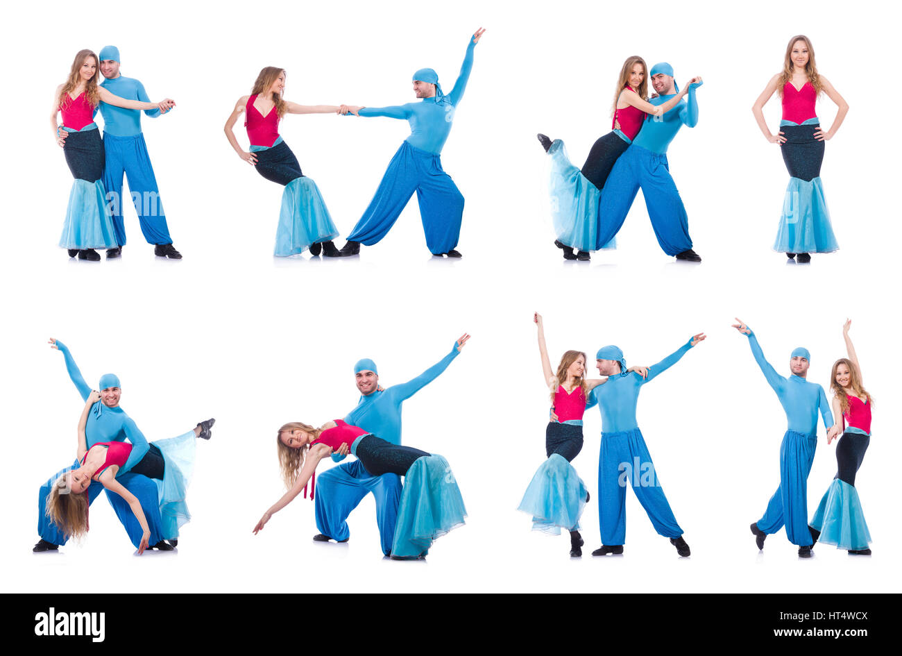 Pair of dancers dancing modern dance isolated on white Stock Photo - Alamy