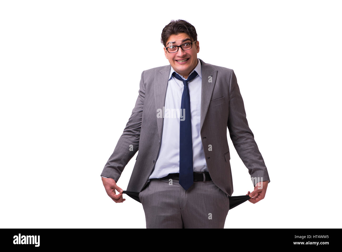 Bankrupt businessman isolated on white background Stock Photo - Alamy