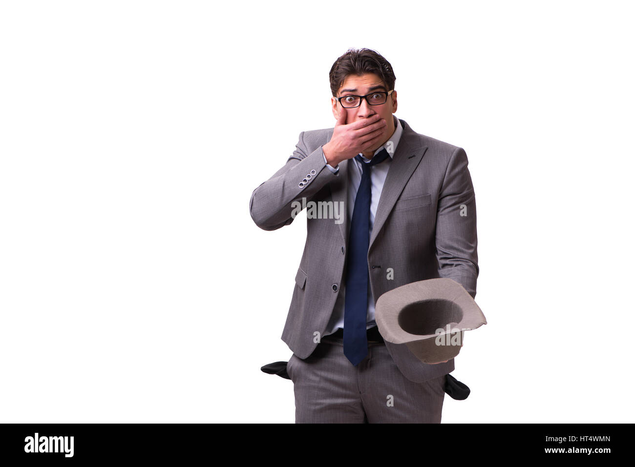 Bankrupt businessman isolated on white background Stock Photo - Alamy
