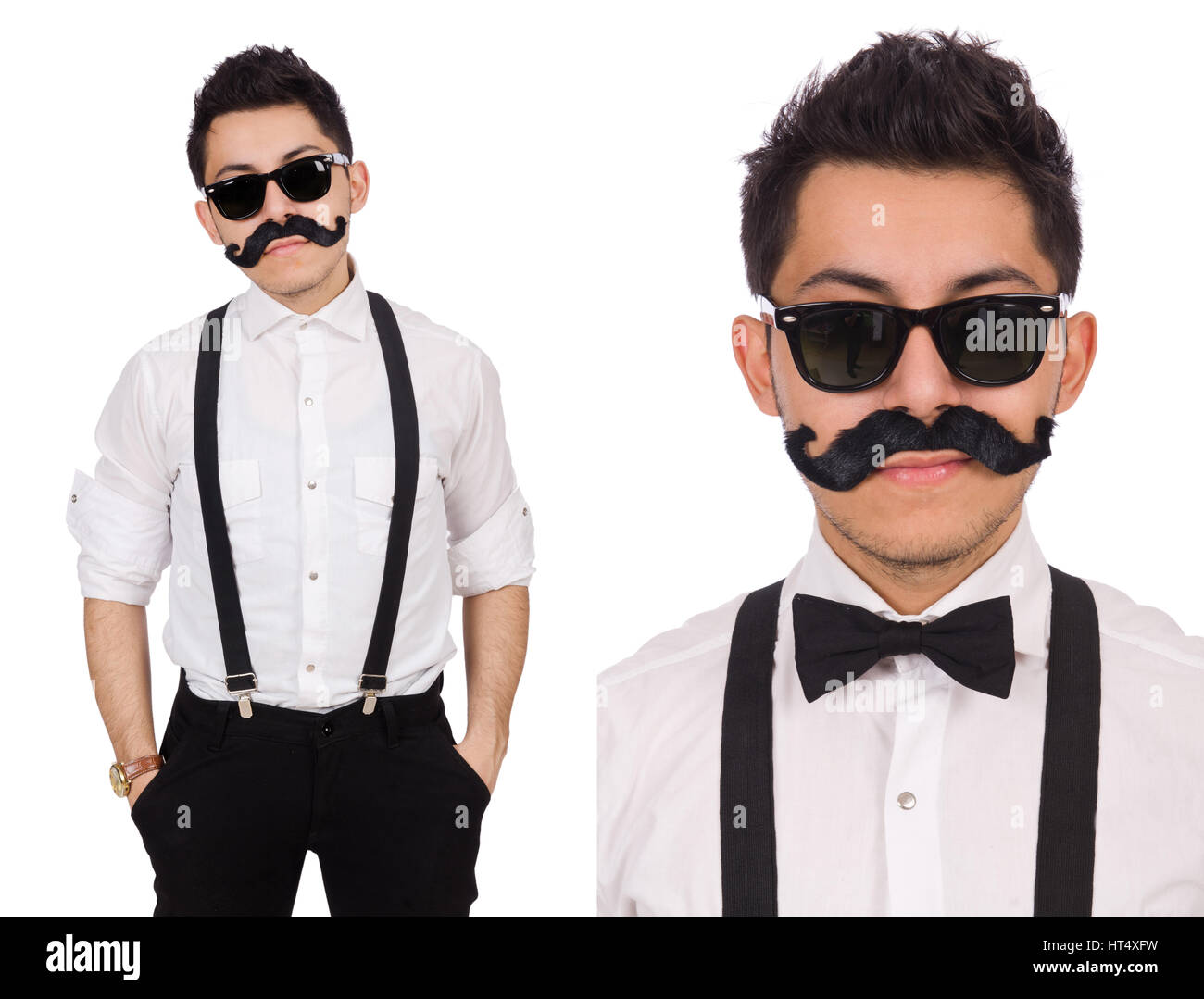 Young man with moustache isolated on white Stock Photo - Alamy