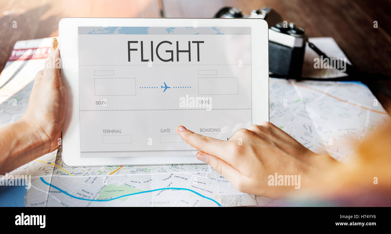 Online Flight Booking Interface Concept Stock Photo - Alamy