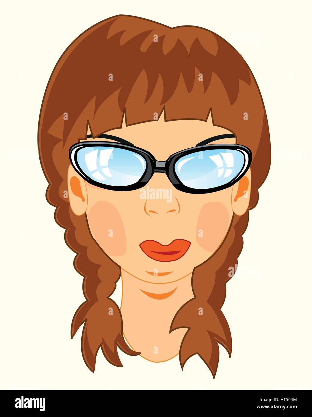 Making look younger beautiful girl on white background bespectacled ...