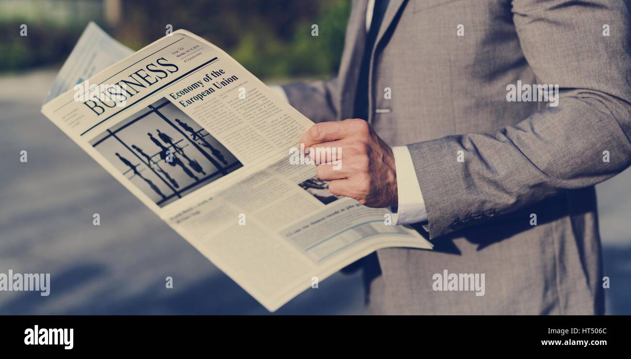 Businessmen Read Hands Hold Newspaper Stock Photo - Alamy