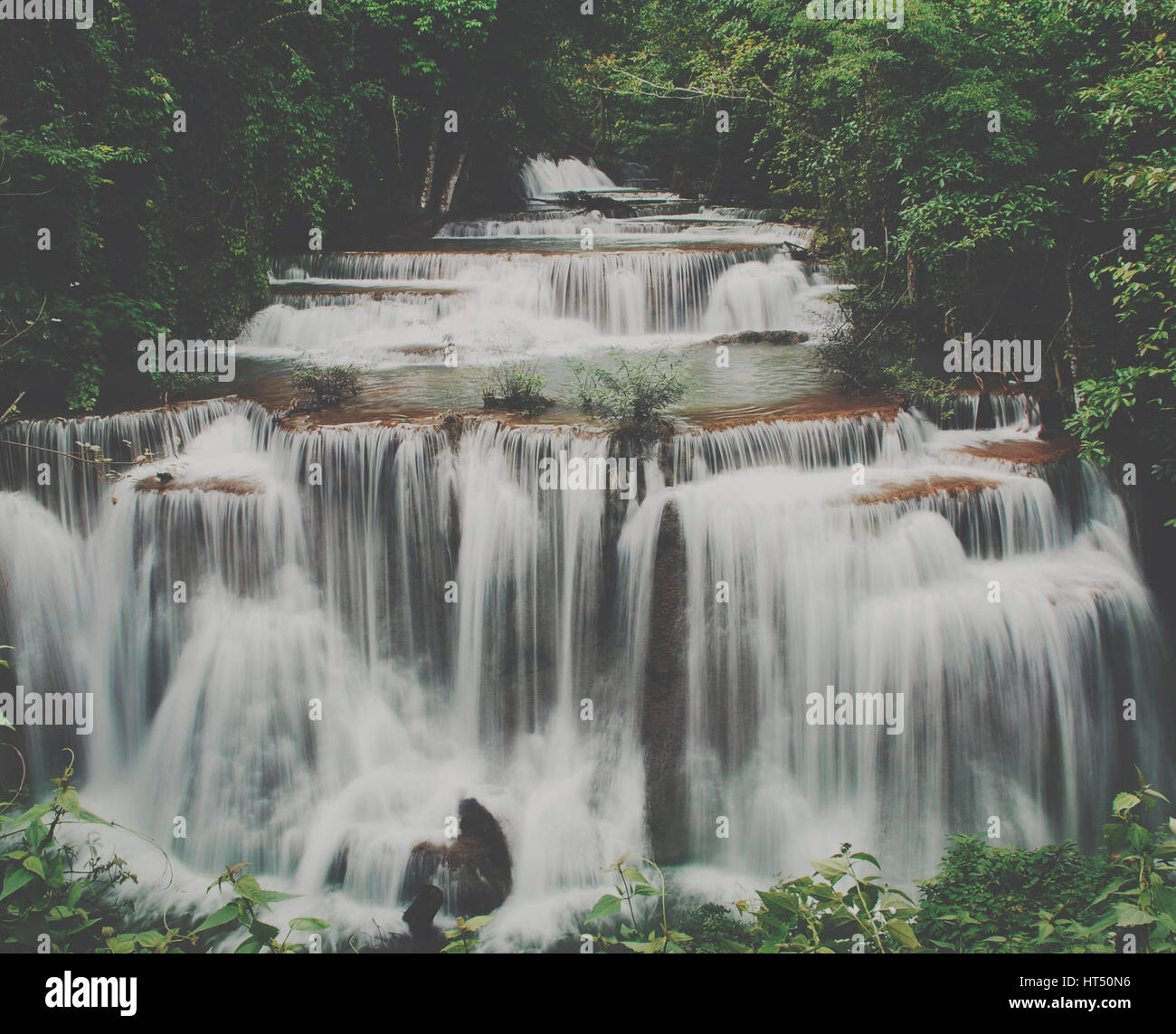 Waterfall Cascade Freshness Jungle Nature Concept Stock Photo - Alamy