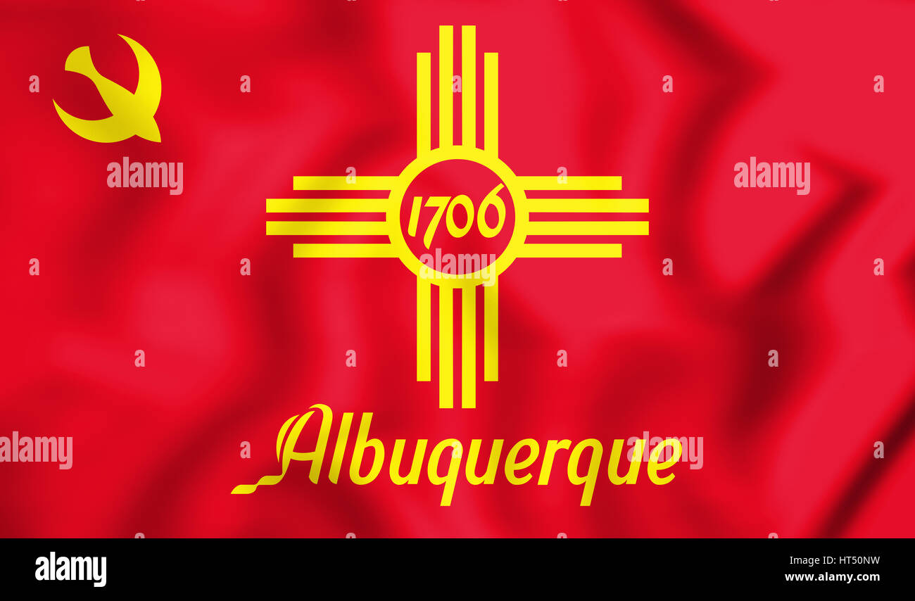 3D Flag of Albuquerque (New Mexico), USA. 3D Illustration Stock Photo ...