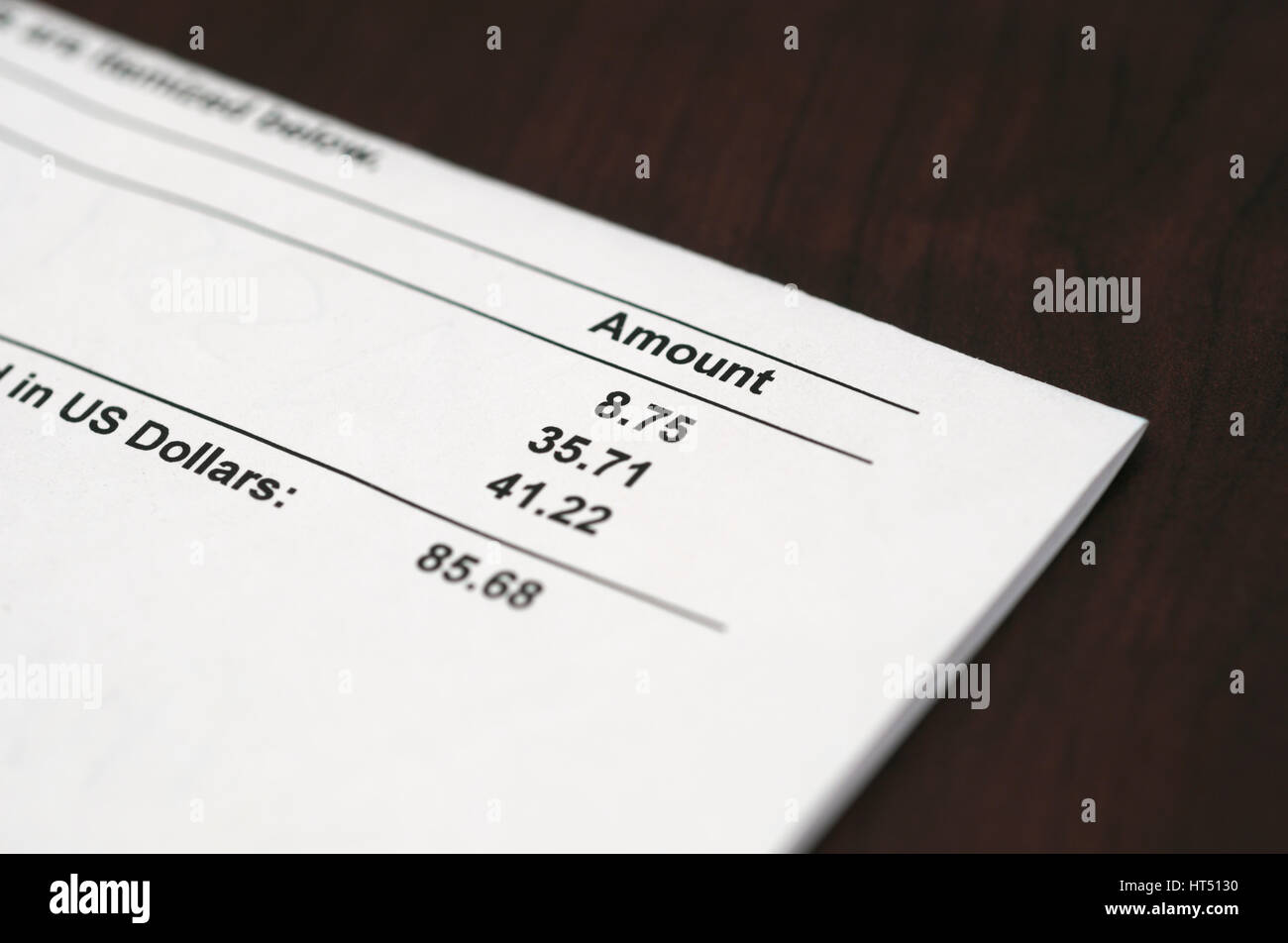 invoice with the total amount Stock Photo - Alamy