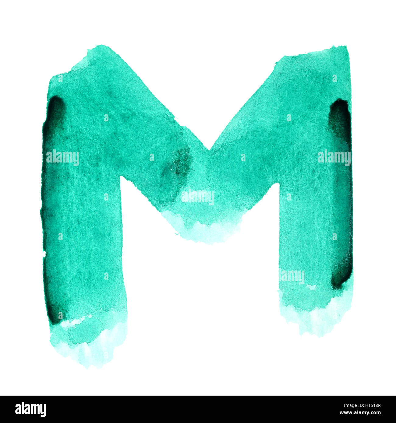 M - Watercolor letters over white background Stock Photo - Alamy