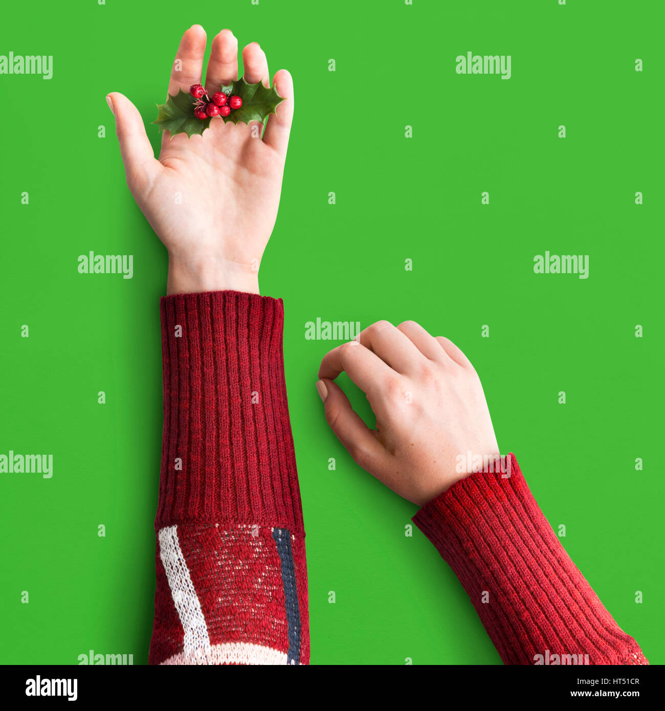 Mistletoe hand holding hi-res stock photography and images - Alamy
