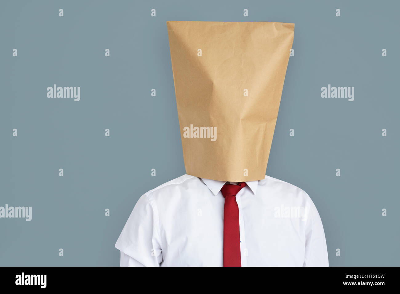 Man Paper Bag Cover Face Ashamed Portrait Concept Stock Photo - Alamy