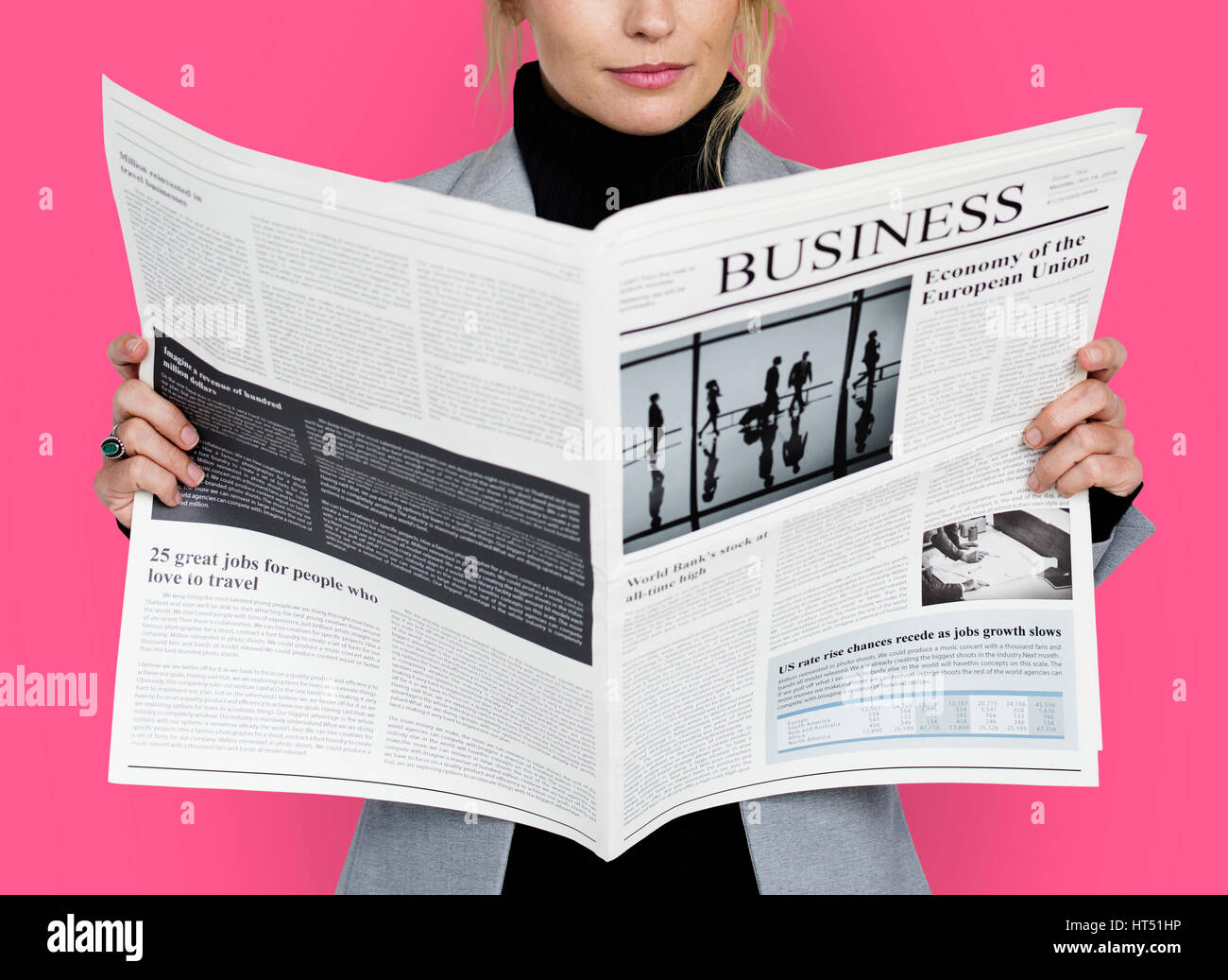 Business Woman Reading Newspaper Concept Stock Photo - Alamy