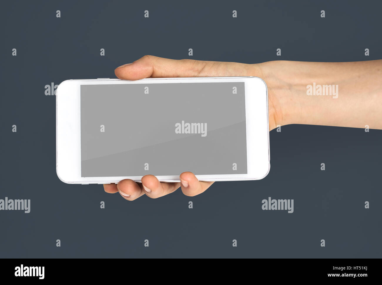 Hand Holding Smart Phone Landscape Stock Photo - Alamy