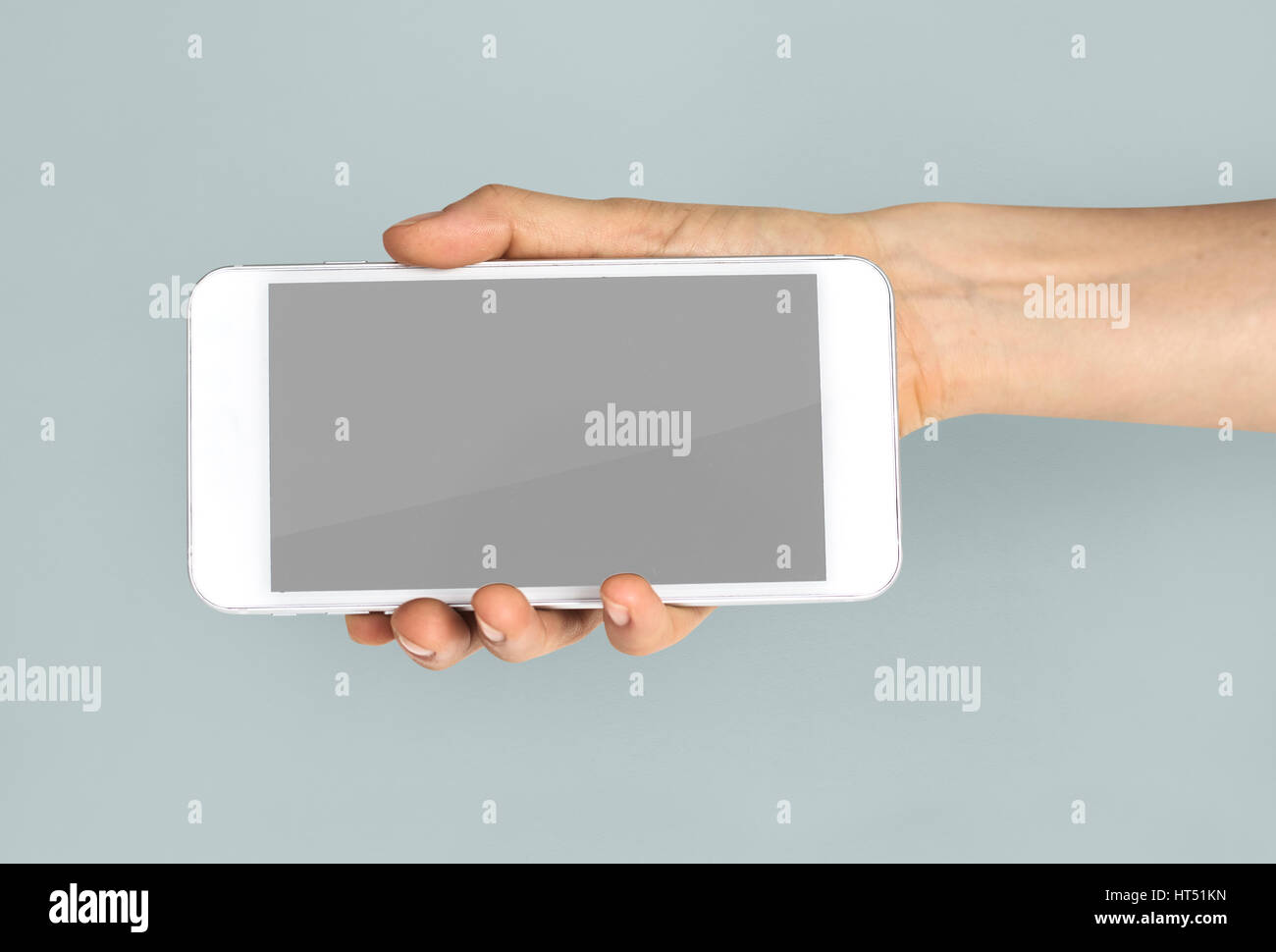 Hand Holding Smart Phone Landscape Stock Photo - Alamy